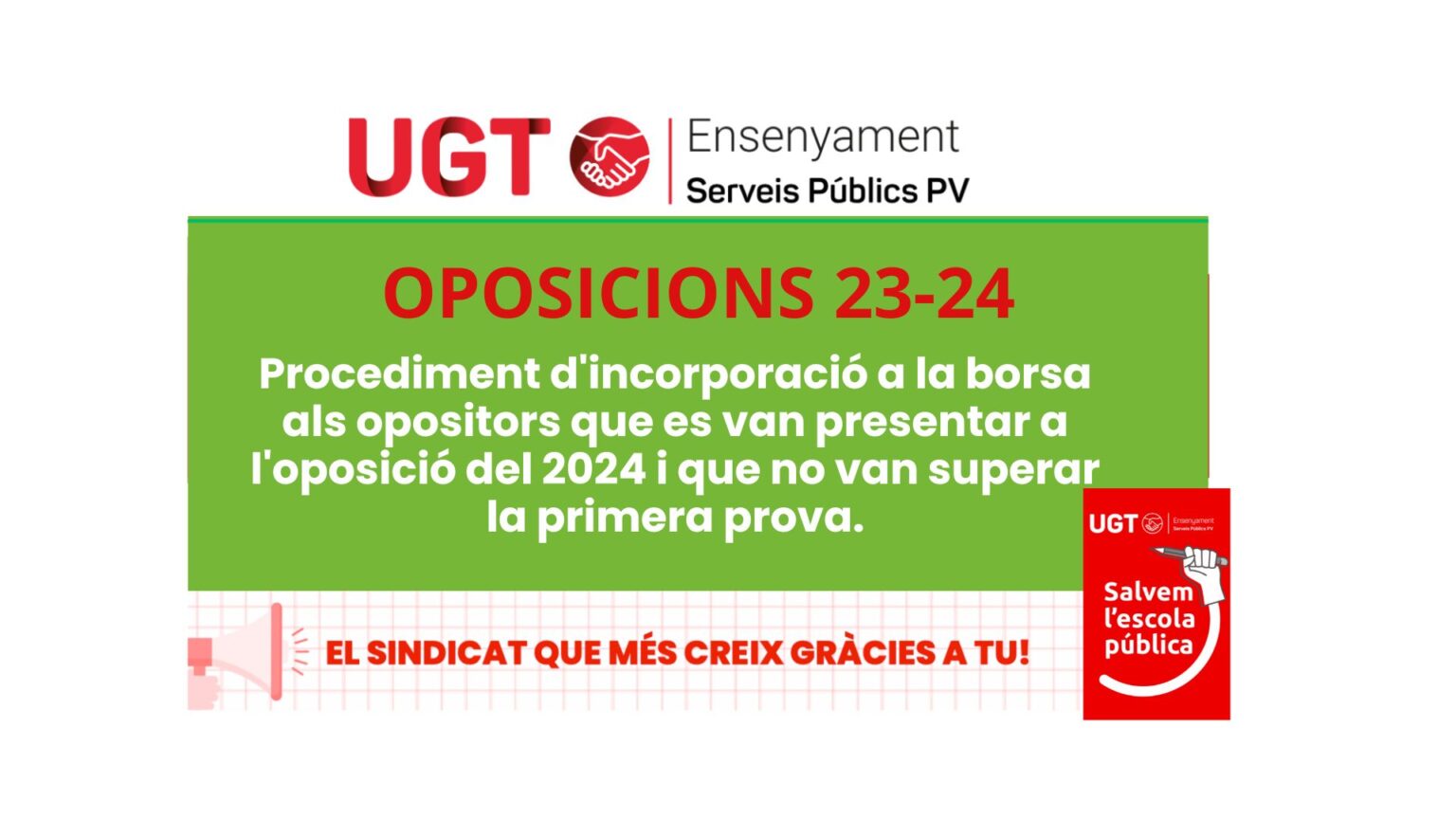 UGT INFORMA: Procediment d'incorporació a la borsa als opositors que es ...